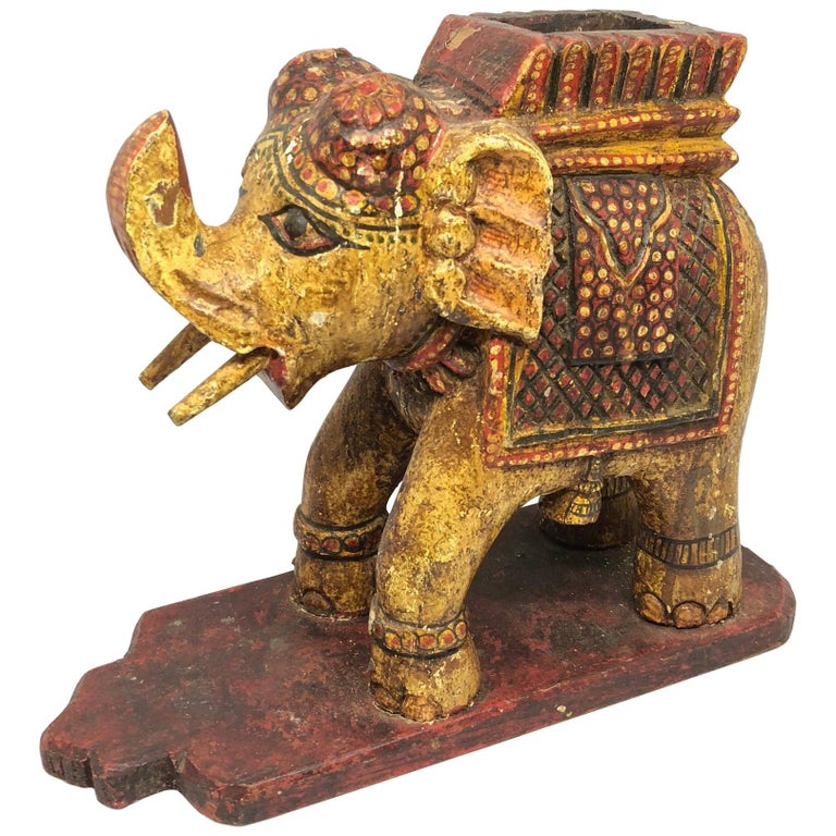 Hand-Crafted India Carved Wood Elephant, circa Mid-20th Century For ...