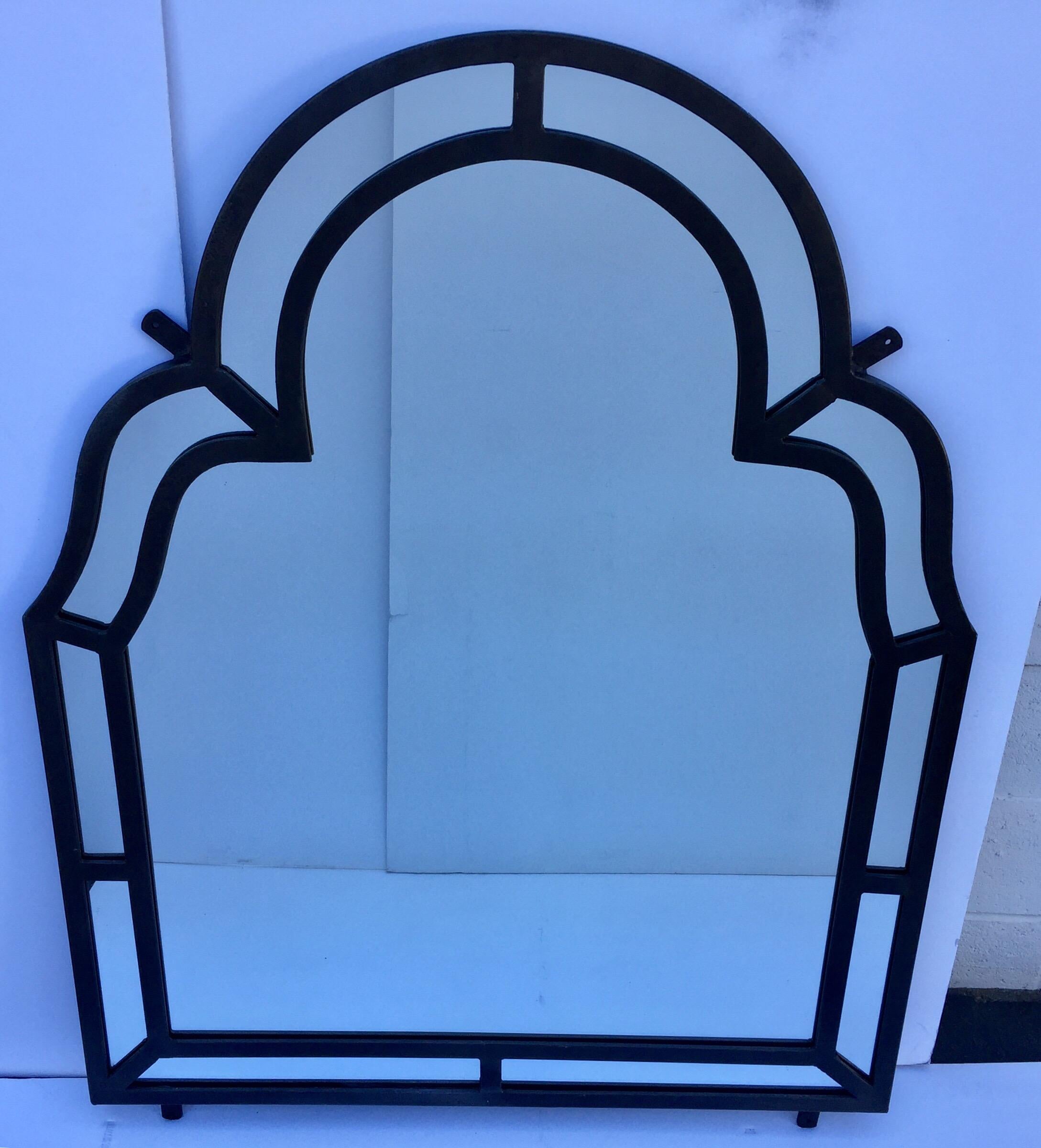 Handcrafted Large Iron Arched and Crown Wall Mirror Spanish Colonial ...