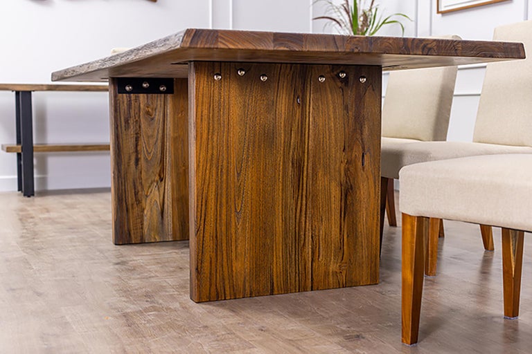 Hand Crafted Live Edge Teak Sand Blasted Autumn Dining/Conference Table ...