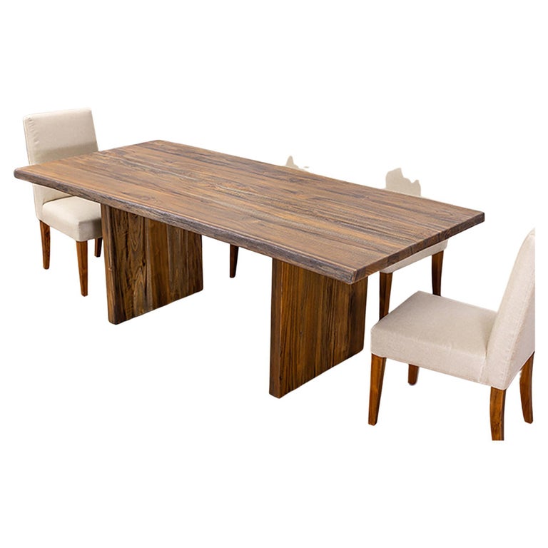 Hand Crafted Live Edge Teak Sand Blasted Autumn Dining/Conference Table ...