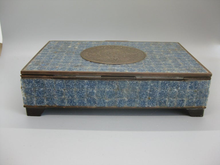 Handcrafted Mexico Brass Stone Aztec Calendar Desk Stash Trinket ...