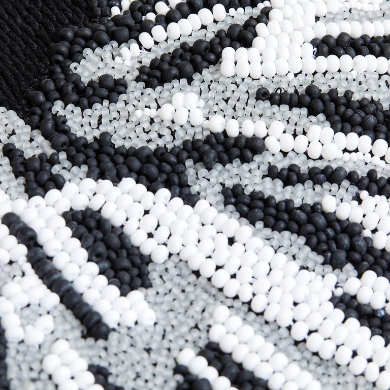 Handcrafted Midcentury Curved Sofa with Hand Embroidered Back Black and ...