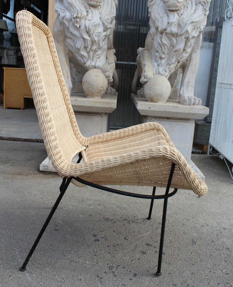 Hand Crafted Natural Rattan Chair with Iron Legs and Back at 1stDibs ...