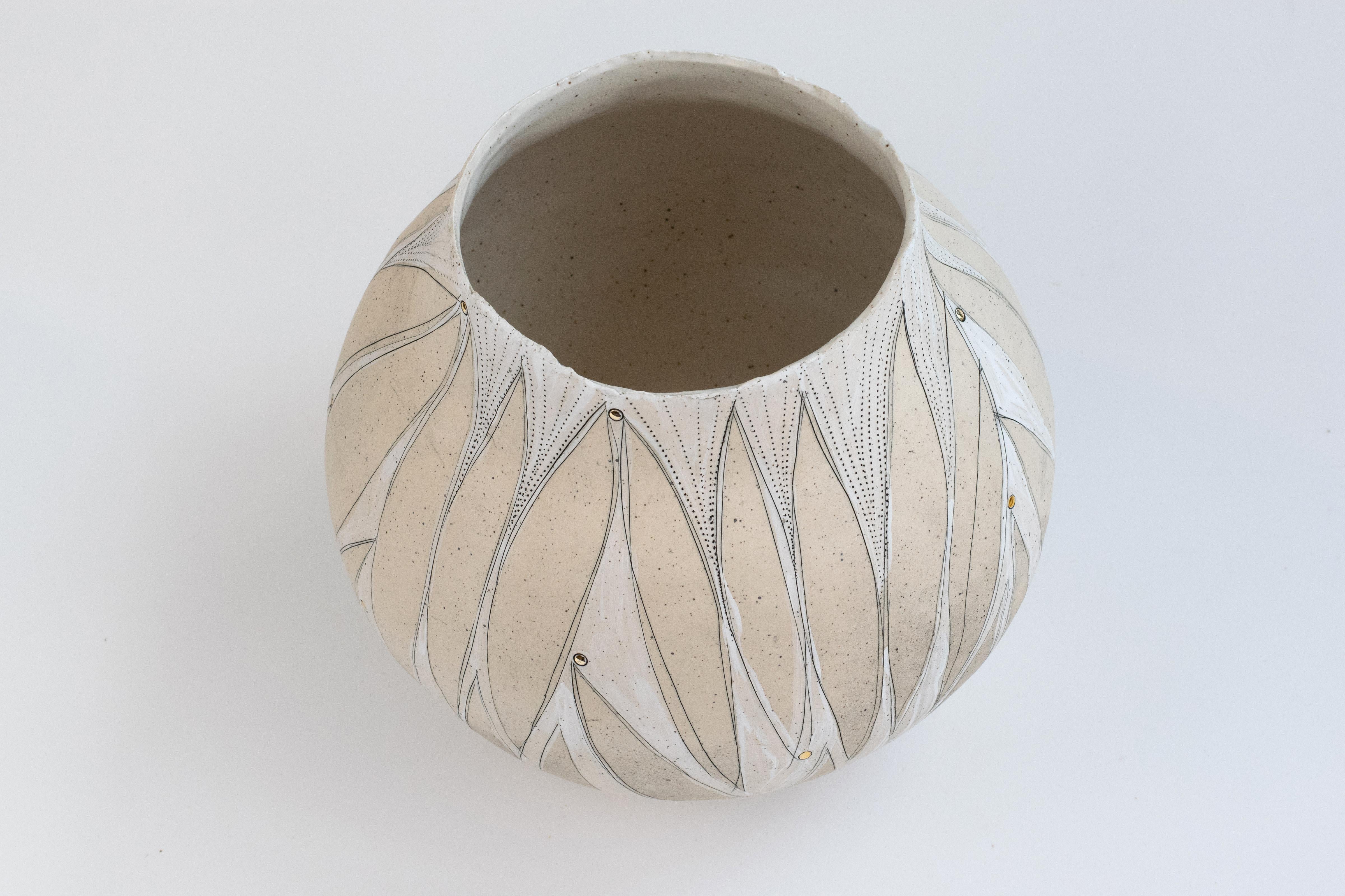Hand Crafted Promise Golden Stoneware Vase with 22kt Gold Detail at 1stDibs