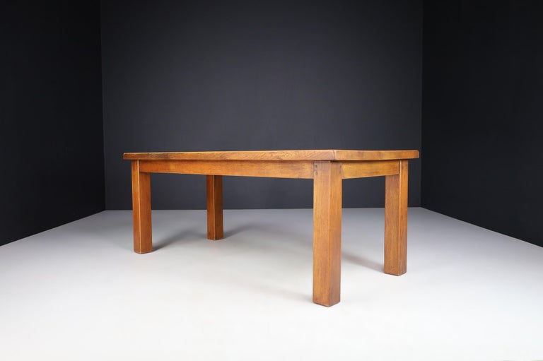Handcrafted Robust Oak Dining Table, France, 1960s For Sale at 1stDibs