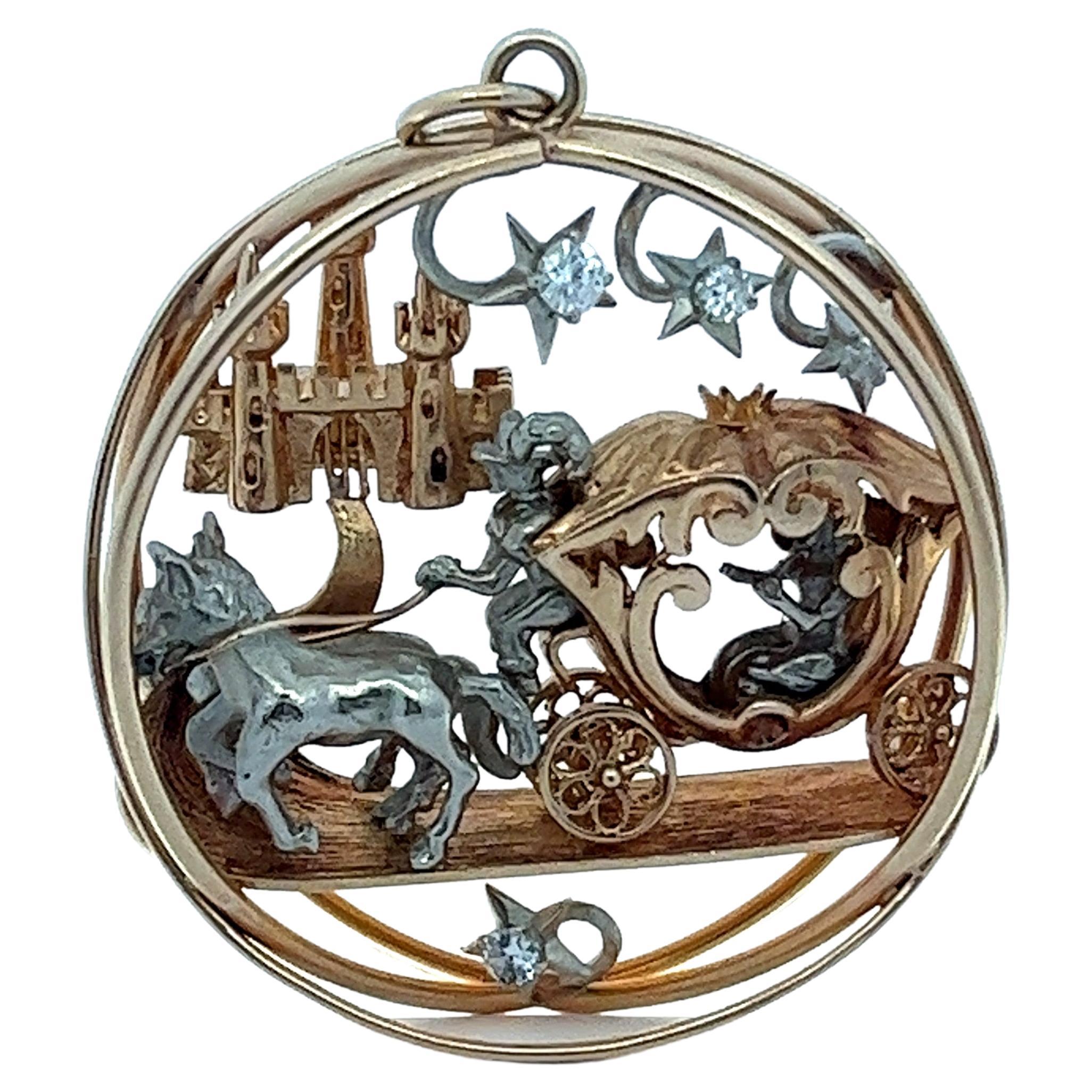 Hand Crafted Royal Princess Horse and Carriage 14 Karat Gold and ...
