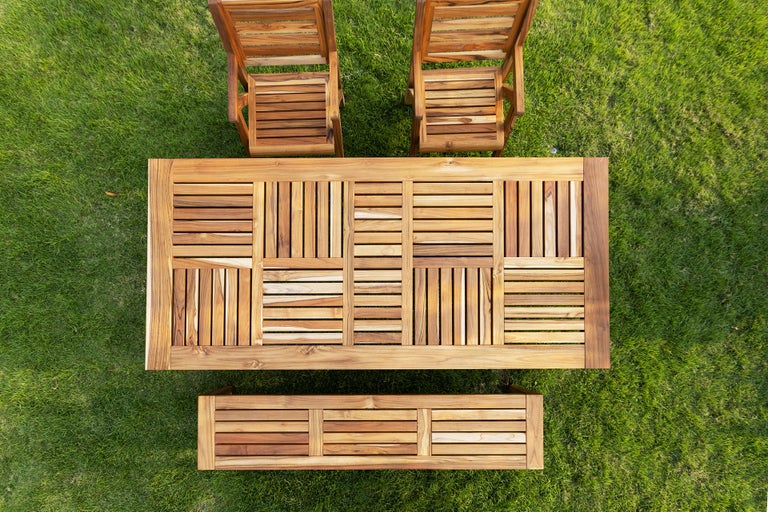 Handcrafted Solid Teak Outdoor Dining Table For Sale at 1stDibs
