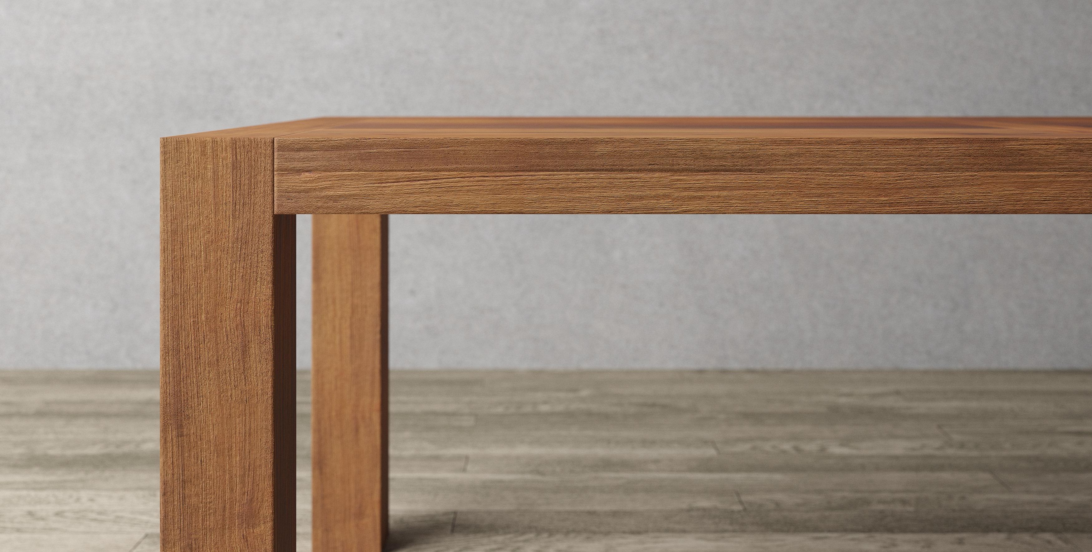 Hand Crafted Solid Teak Parsons Style Dining Table For Sale at 1stDibs