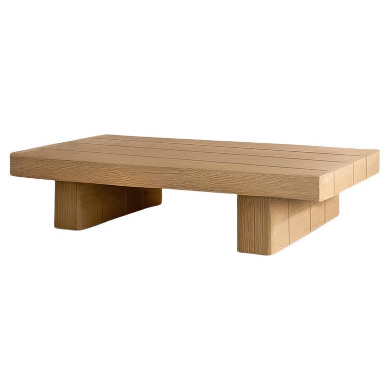 Hand-Crafted Solid Thick Oak Rectangular Coffee Table / Bench by Nono For Sale at 1stDibs