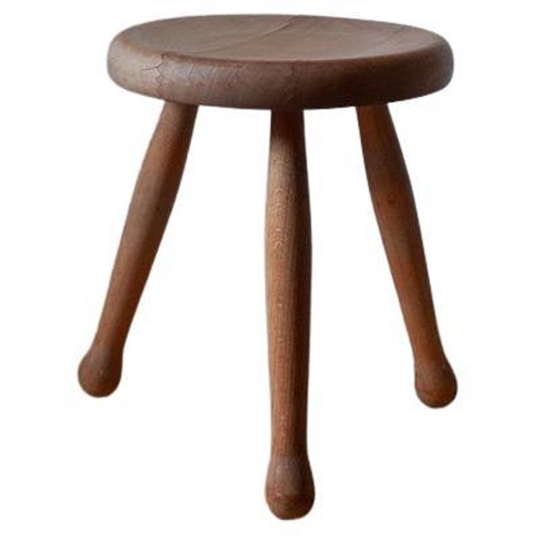 hand crafted swiss made 3 legged stool with ball leg For Sale at 1stDibs