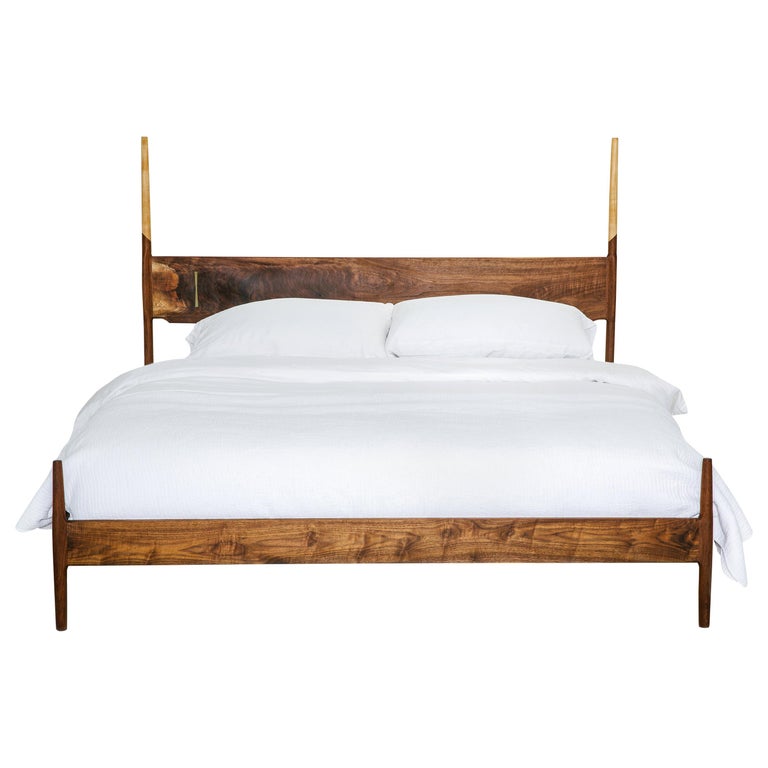 Handcrafted Walnut and Maple Australian Super King Dansk Bed at 1stDibs