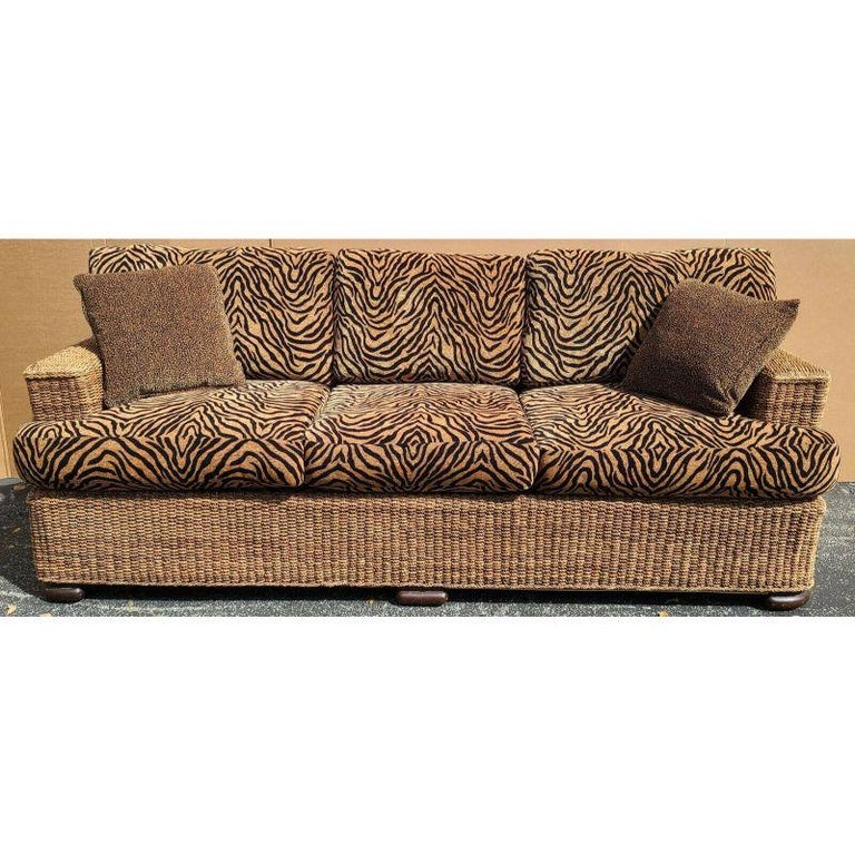 Handcrafted Woven Raffia Rope Sofa by Lexington For Sale at 1stDibs
