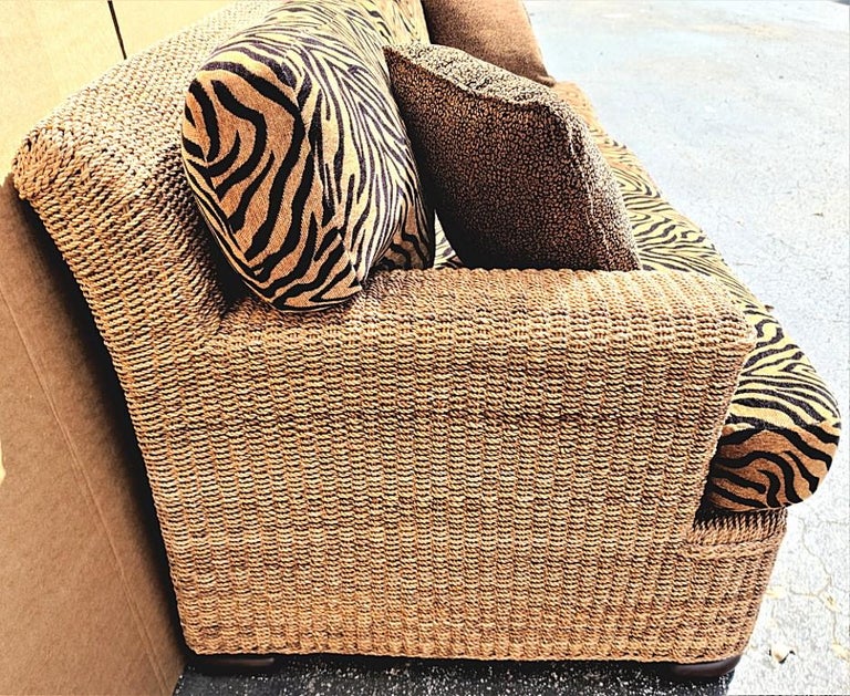 Handcrafted Woven Raffia Rope Sofa by Lexington For Sale at 1stDibs