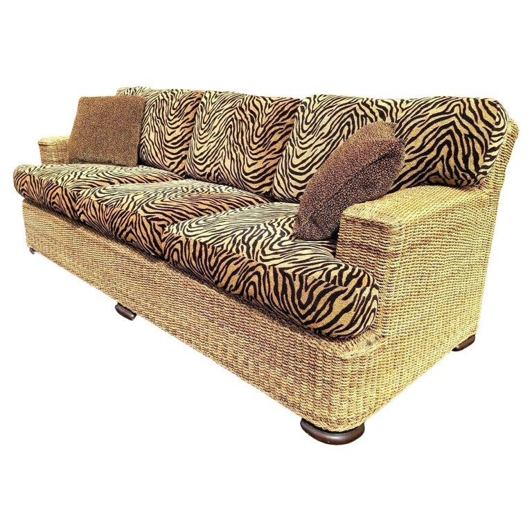 Handcrafted Woven Raffia Rope Sofa by Lexington For Sale at 1stDibs