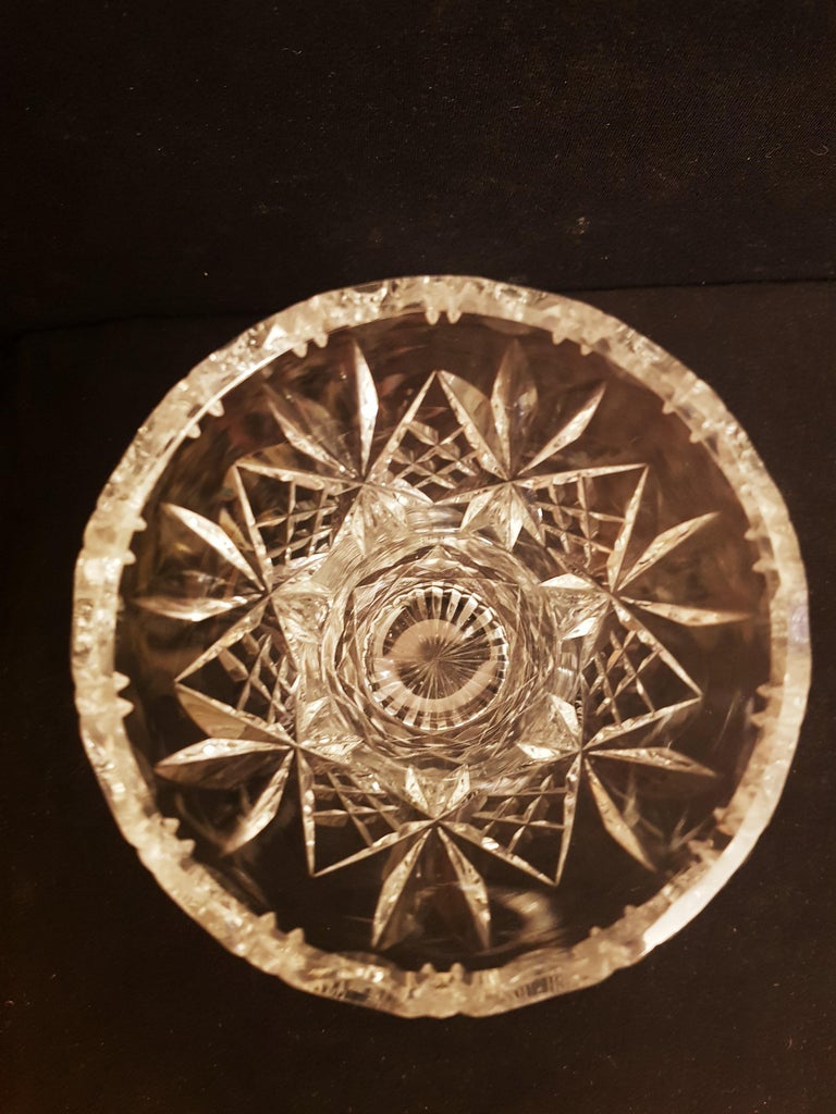 Hand Cut Crystal Bohemian Vase For Sale at 1stDibs