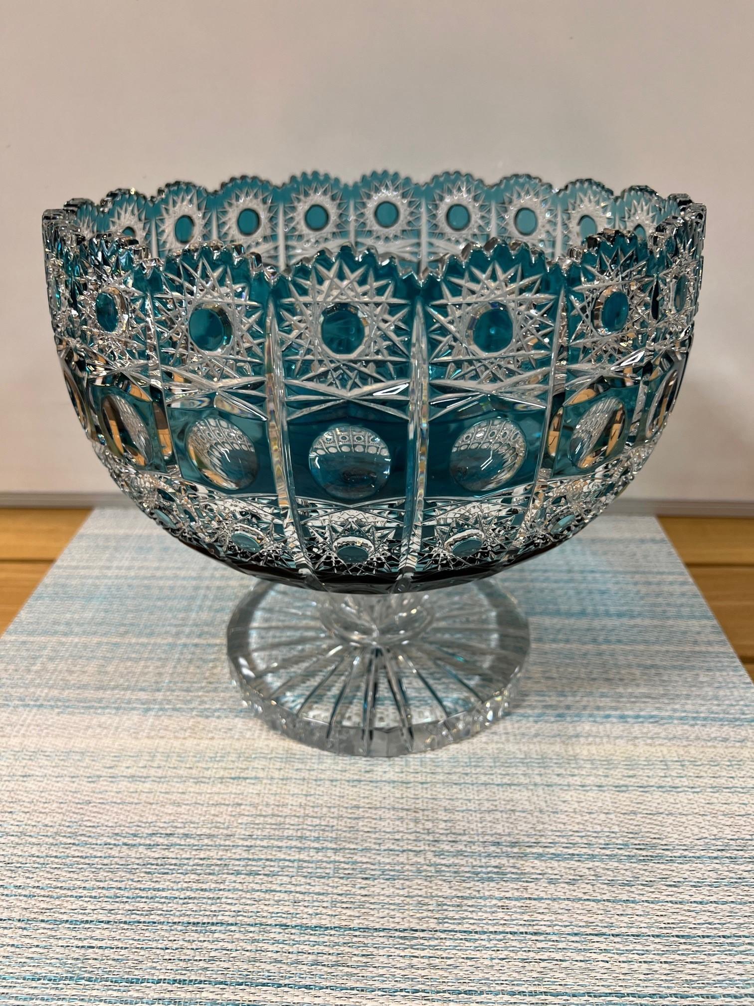 Hand Cut Lead Crystal Centerpiece Pedestal Bowl by Caesar Crystal ...