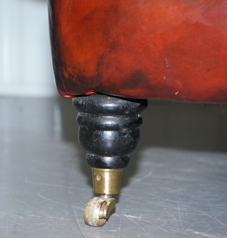 Hand Dyed Restored Bordeaux Reddish Brown Leather Howard and Son's ...