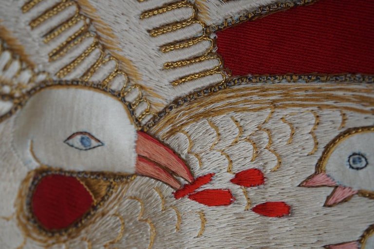 Hand Embroidered Gothic Revival, Bleeding and Babies Feeding Pelican ...