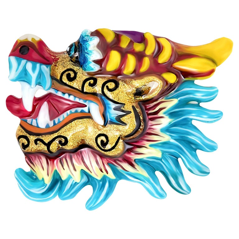 Hand-enameled Chinese Dragon Cufflinks in Sterling Silver by Fils ...