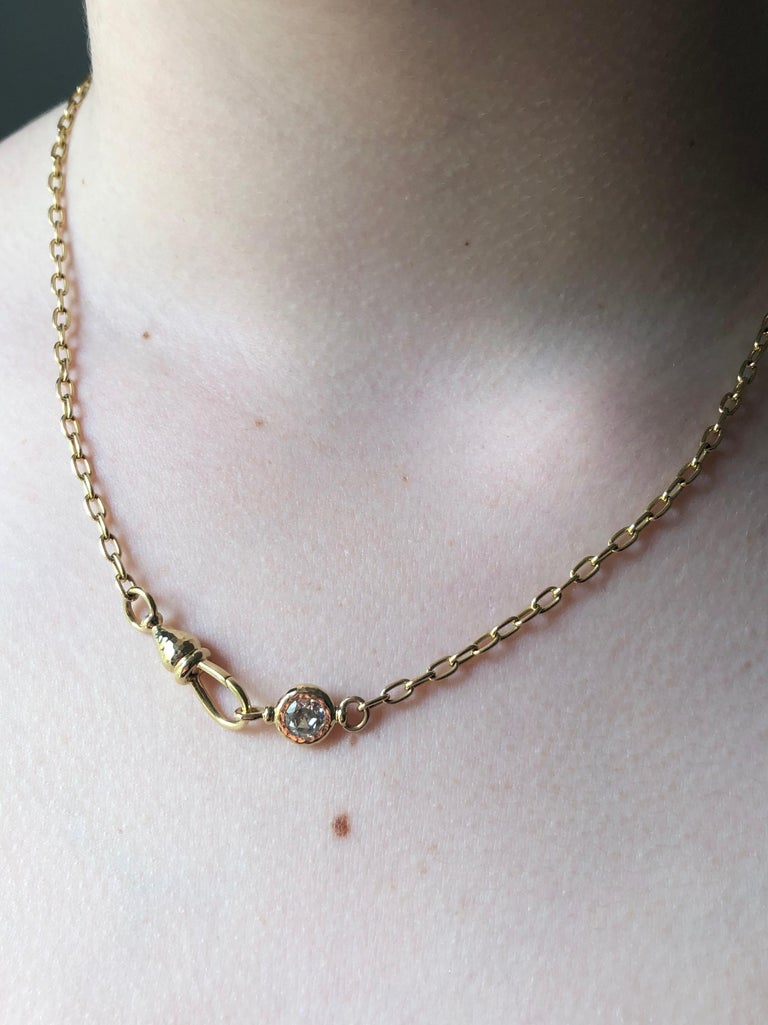 Hand Fabricated Pinch Lock and Rose Diamond Choker Necklace at 1stDibs