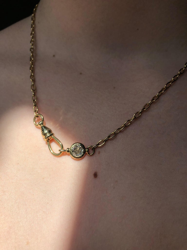 Hand Fabricated Pinch Lock and Rose Diamond Choker Necklace at 1stDibs