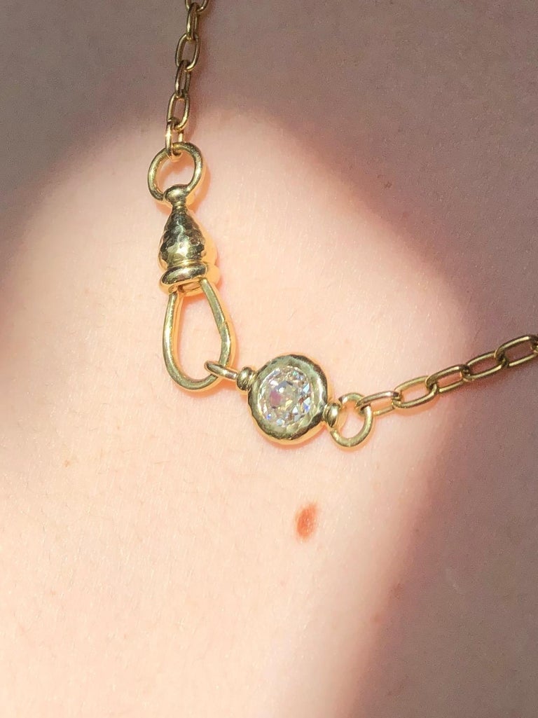 Hand Fabricated Pinch Lock and Rose Diamond Choker Necklace at 1stDibs