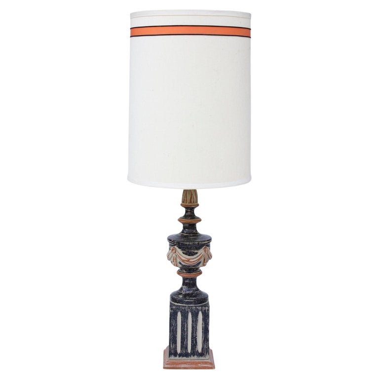 Hand Finished Neoclassical Table Lamp in Black, Taupe, and Burnt Orange ...