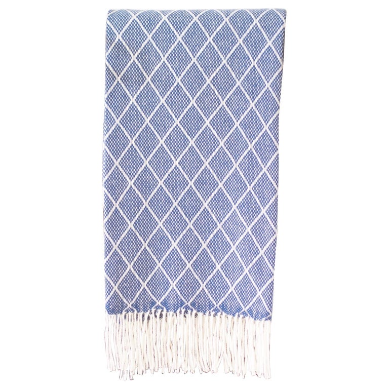 Hand Finished Organic Wool Blanket/Throw in Blue Denim Color Made in ...