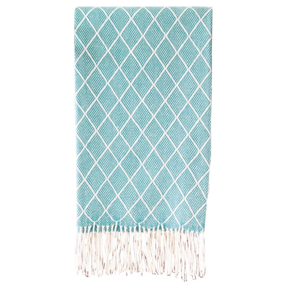 Hand Finished Organic Wool Blanket in Light Grey Diamond Pattern For ...