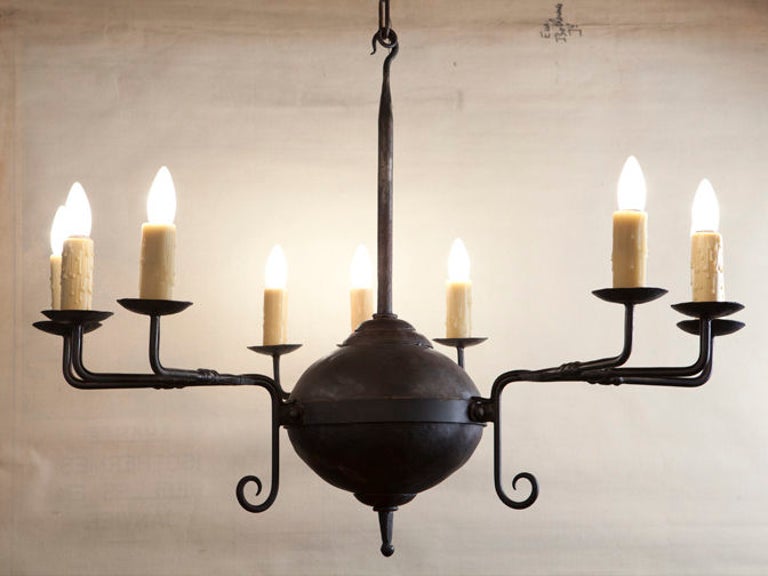 Hand-Forged Custom Iron "Mercer" Chandelier with Nine Lights For Sale ...