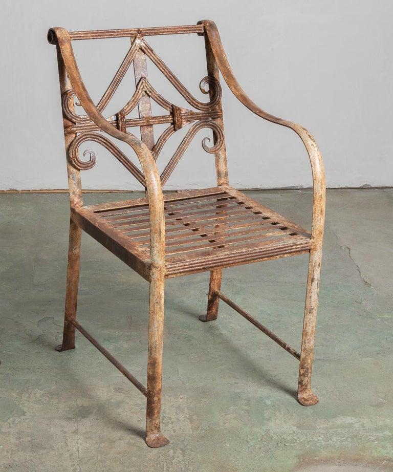 Hand-Forged English Regency Iron Garden Chairs, 19th Century For Sale ...
