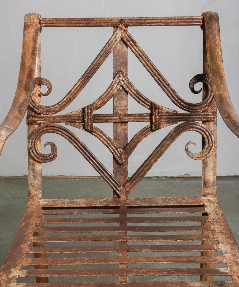 Hand-Forged English Regency Iron Garden Chairs, 19th Century For Sale ...