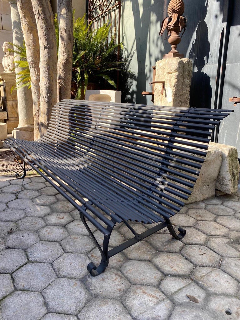 Hand Forged Iron Arras Style Garden Bench Seat antiques furniture Los ...