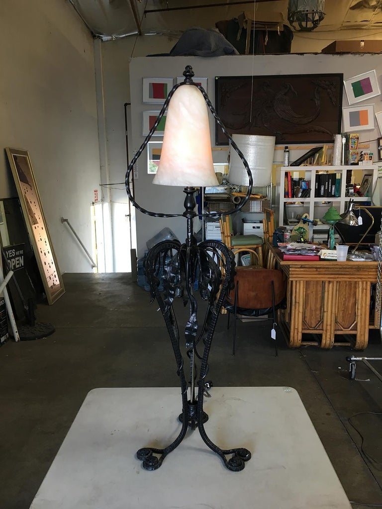 Hand Forged Iron Hanging Bell Table Lamp For Sale at 1stDibs
