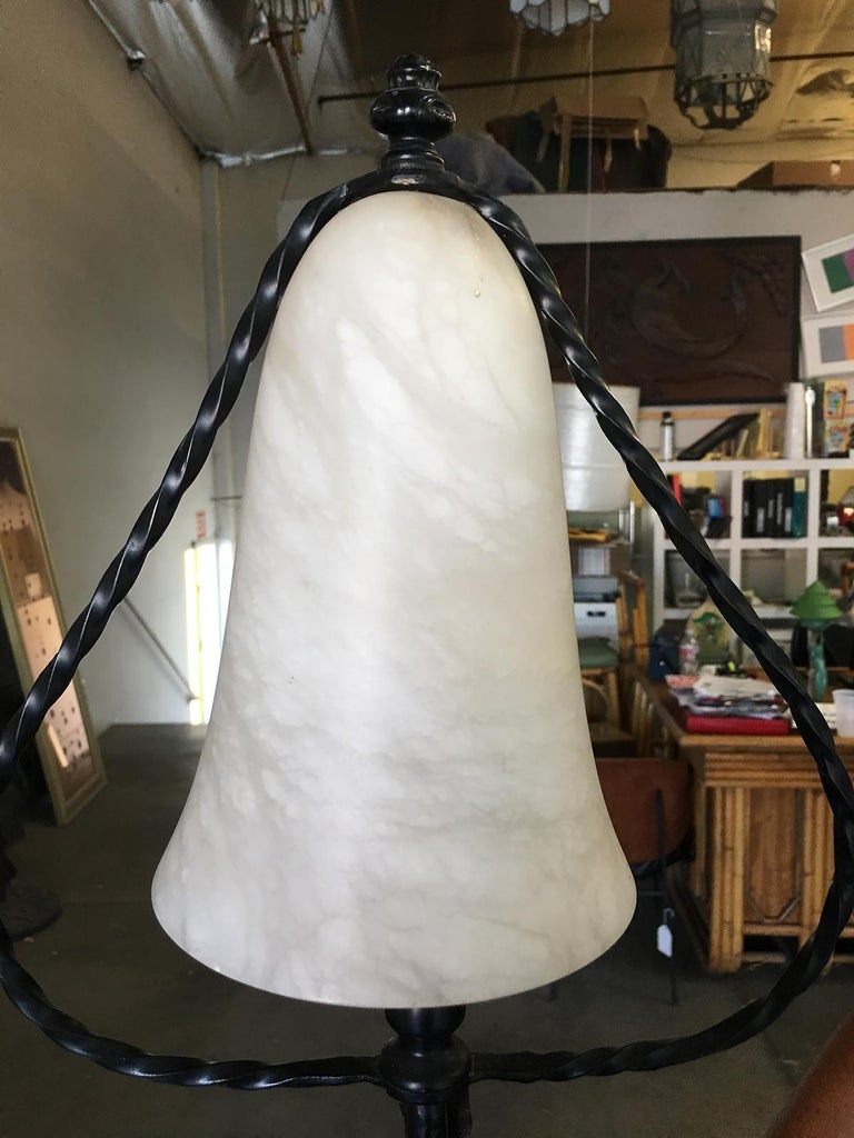 Hand Forged Iron Hanging Bell Table Lamp For Sale at 1stDibs