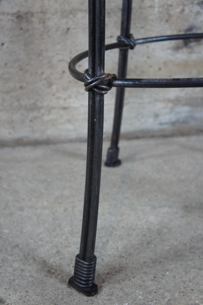 Hand Forged Iron and Mahogany Gothic Spanish Revival Swivel Counter Bar ...