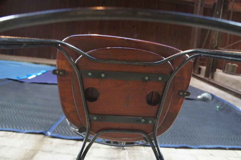 Hand Forged Iron and Mahogany Gothic Spanish Revival Swivel Counter Bar ...