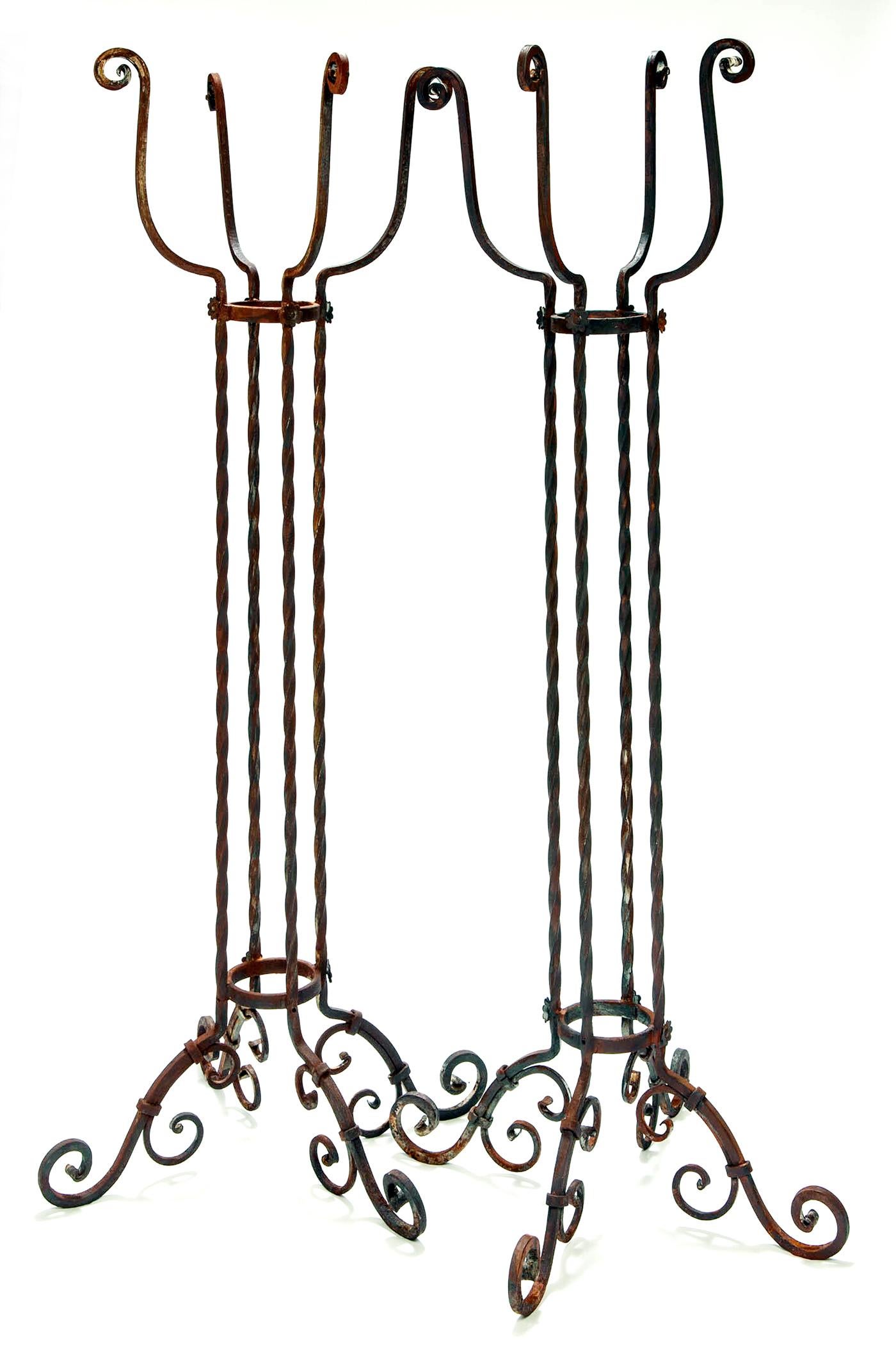 Hand-Forged Iron Plant Stands; Set/2 at 1stDibs