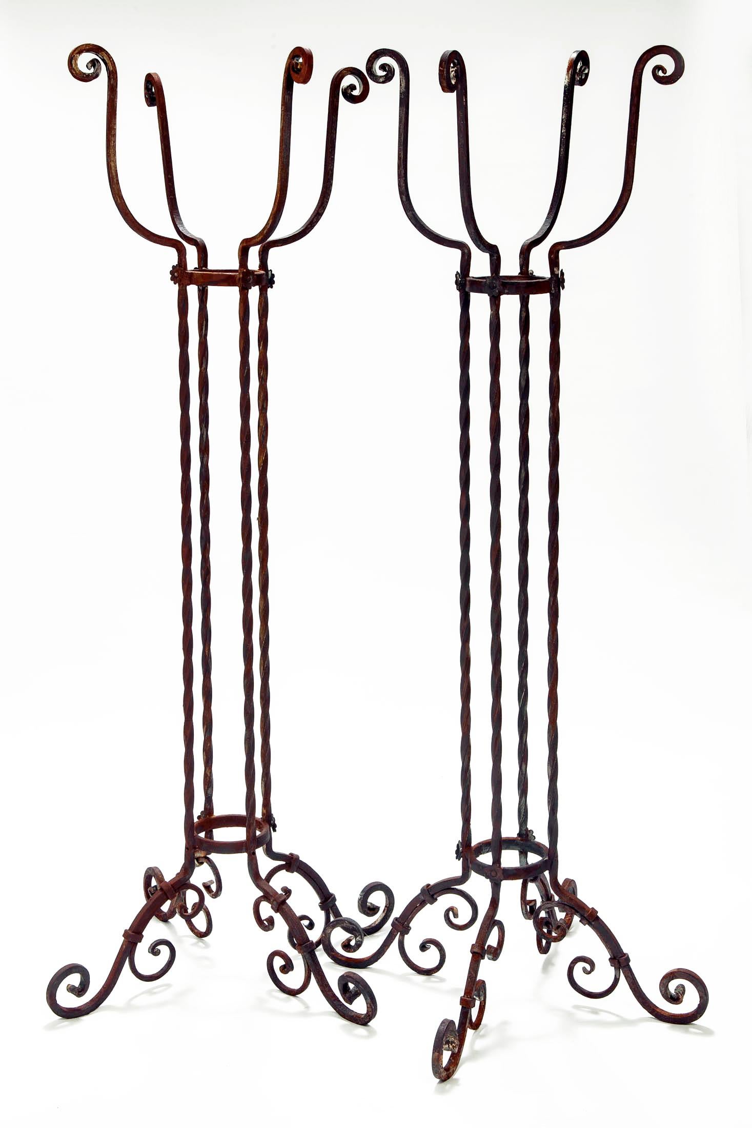Hand-Forged Iron Plant Stands; Set/2 at 1stDibs