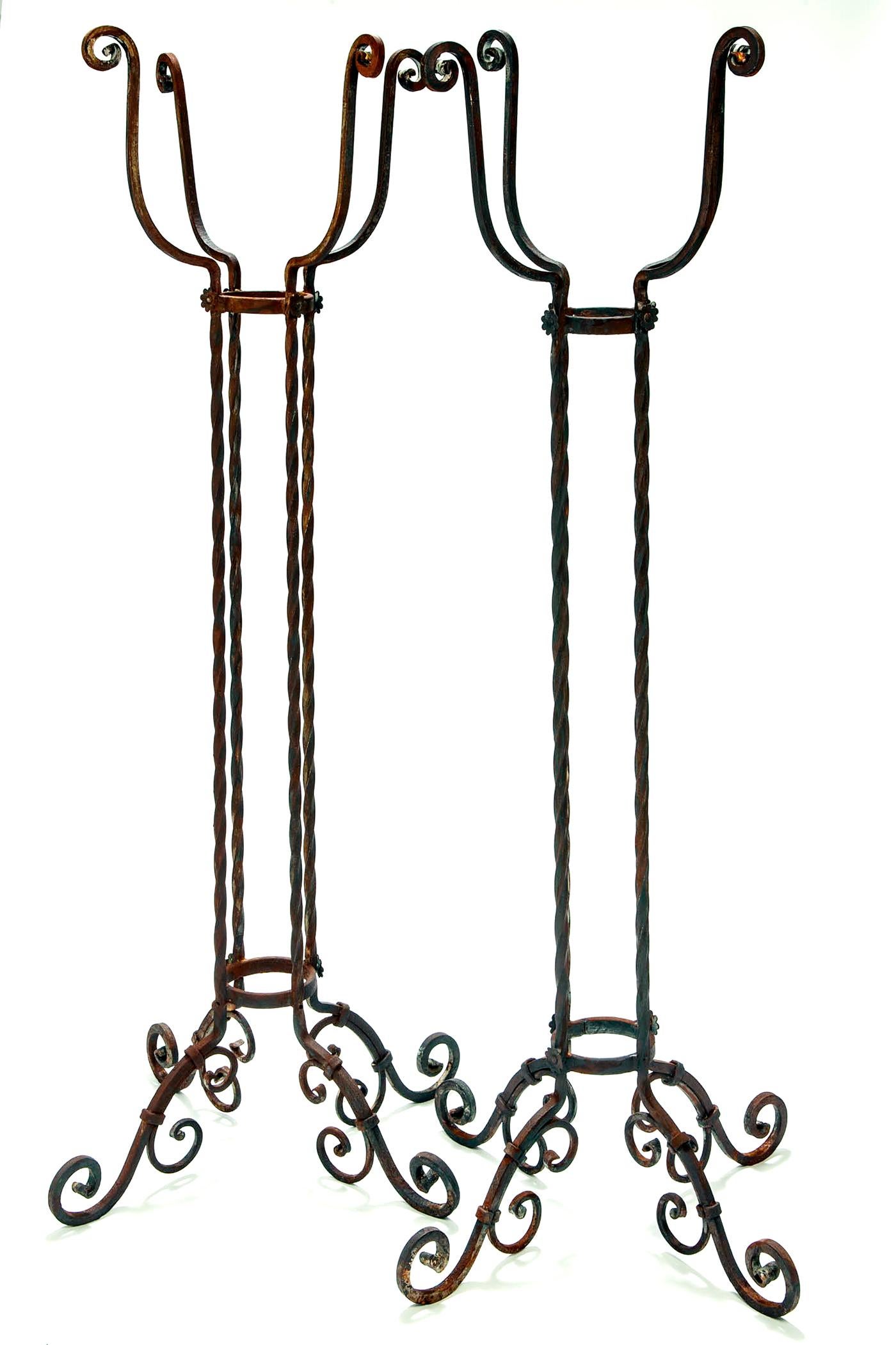 Hand-Forged Iron Plant Stands; Set/2 at 1stDibs