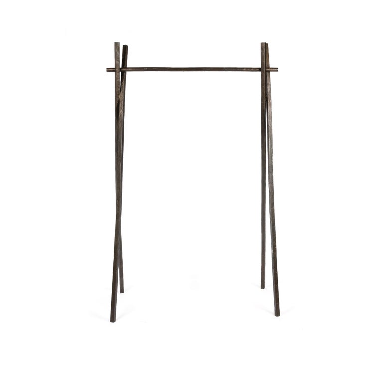 Industrial Hand Forged and Textured Metal Cross Hanging Clothing Rack ...