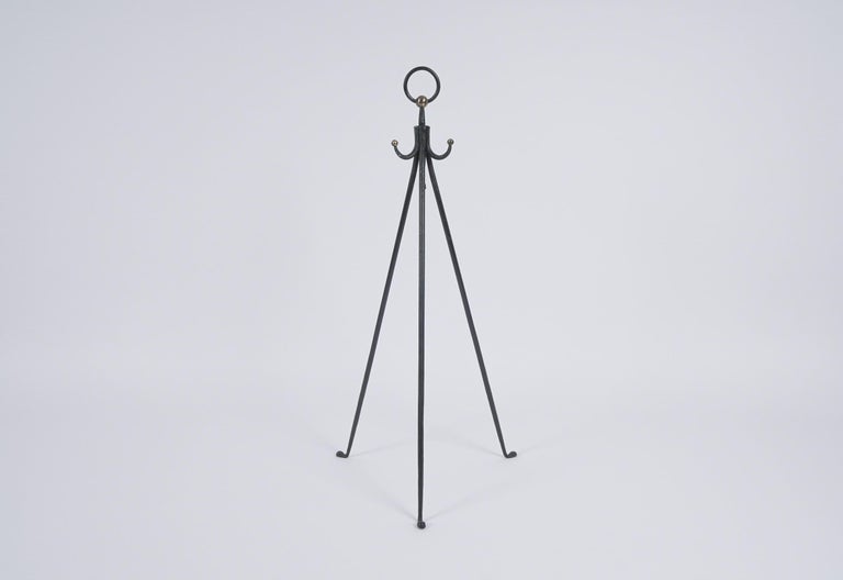 Hand Forged Tripod Iron and Brass Stand with Fireplace Tools, Austria ...