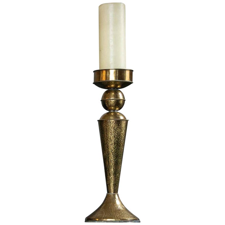 Hand-Hammered Brass Candleholder, Arts and Crafts For Sale at 1stDibs