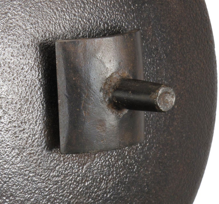 Hand-Hammered Iron Disc Sculpture with Center Handle For Sale at 1stDibs