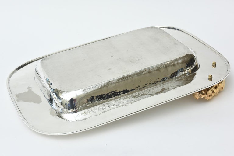 Hand-Hammered Silver-Plate and 24-Carat Gold-Plated Sea Shell Tray ...