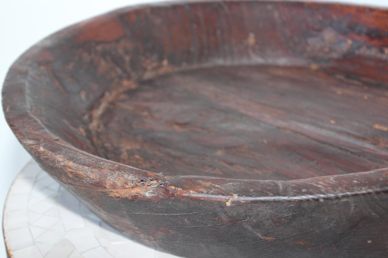 Hand Hewn African Ethiopian Large Wooden Bowl with Handle For Sale at ...