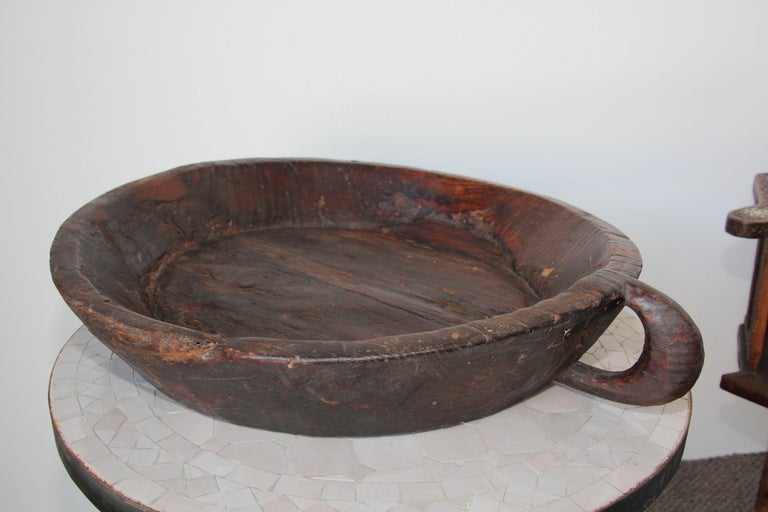 Hand Hewn African Ethiopian Large Wooden Bowl with Handle For Sale at ...