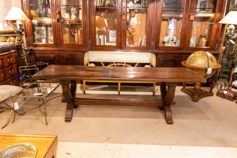 Hand Hewn Trestle Table For Sale at 1stDibs