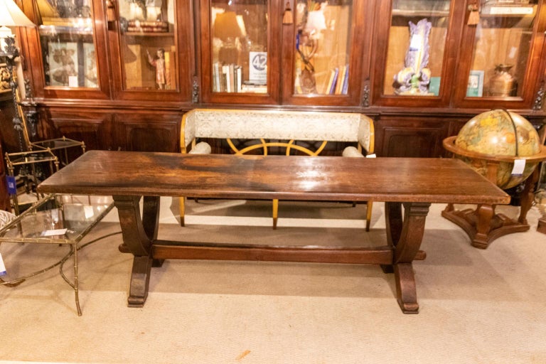 Hand Hewn Trestle Table For Sale at 1stDibs