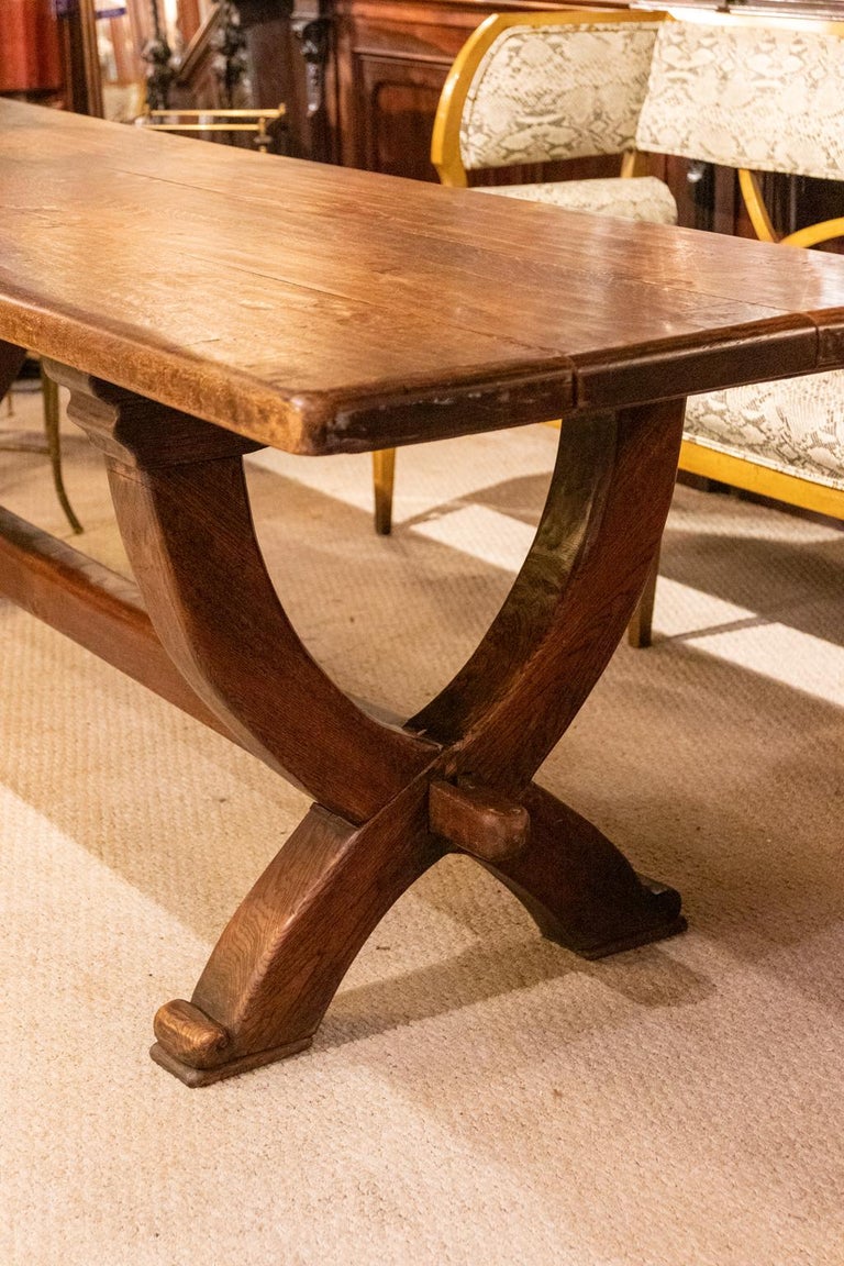 Hand Hewn Trestle Table For Sale at 1stDibs